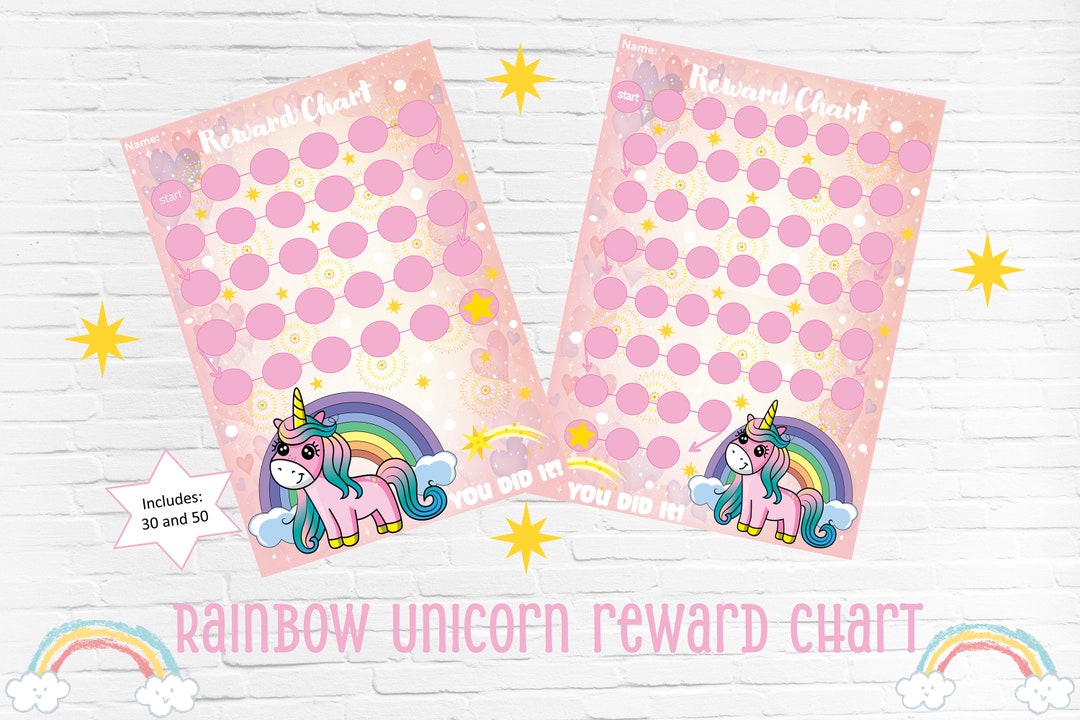 Magic Unicorn Reward Chart for Toddlers Printable Rainbow Potty ...