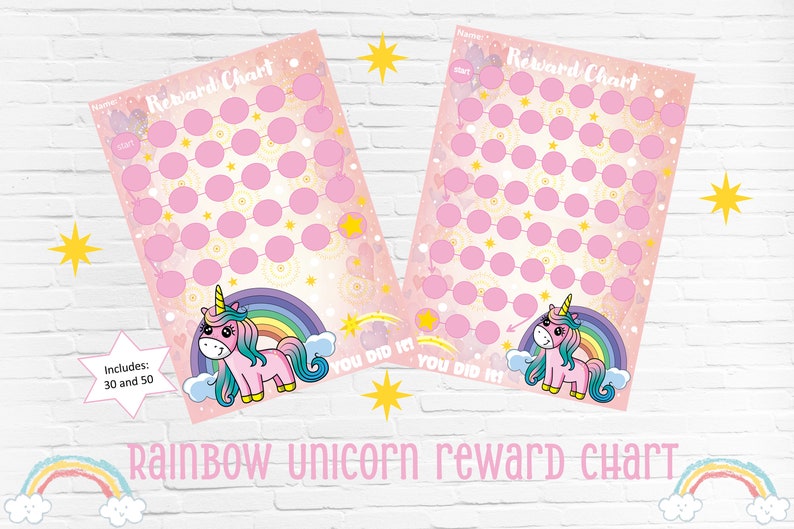 Magic Unicorn Reward Chart for Toddlers Printable Rainbow Potty ...