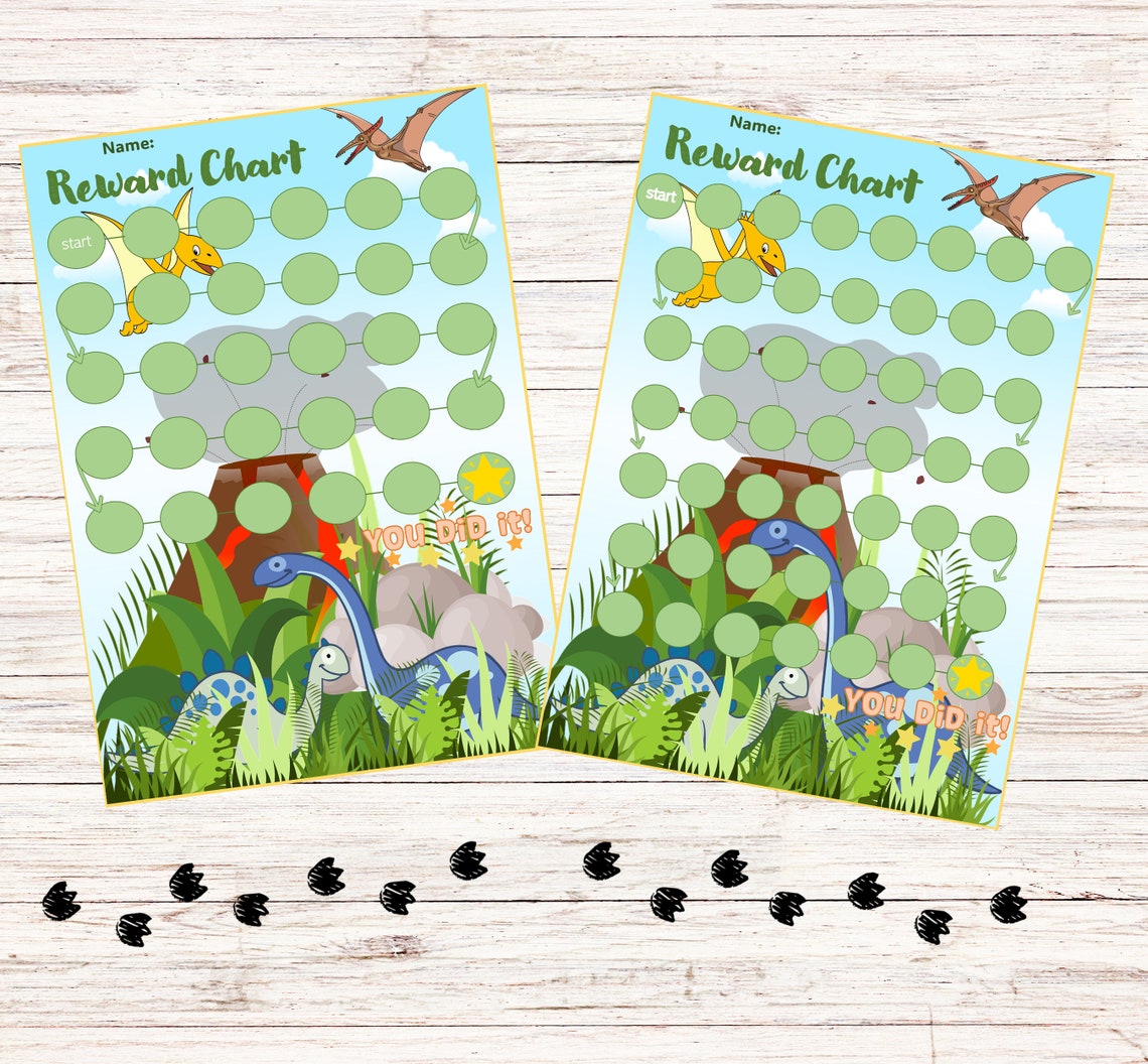 Dinosaur Reward Chart Toddler Sticker Behavioral Chart for Kids ...
