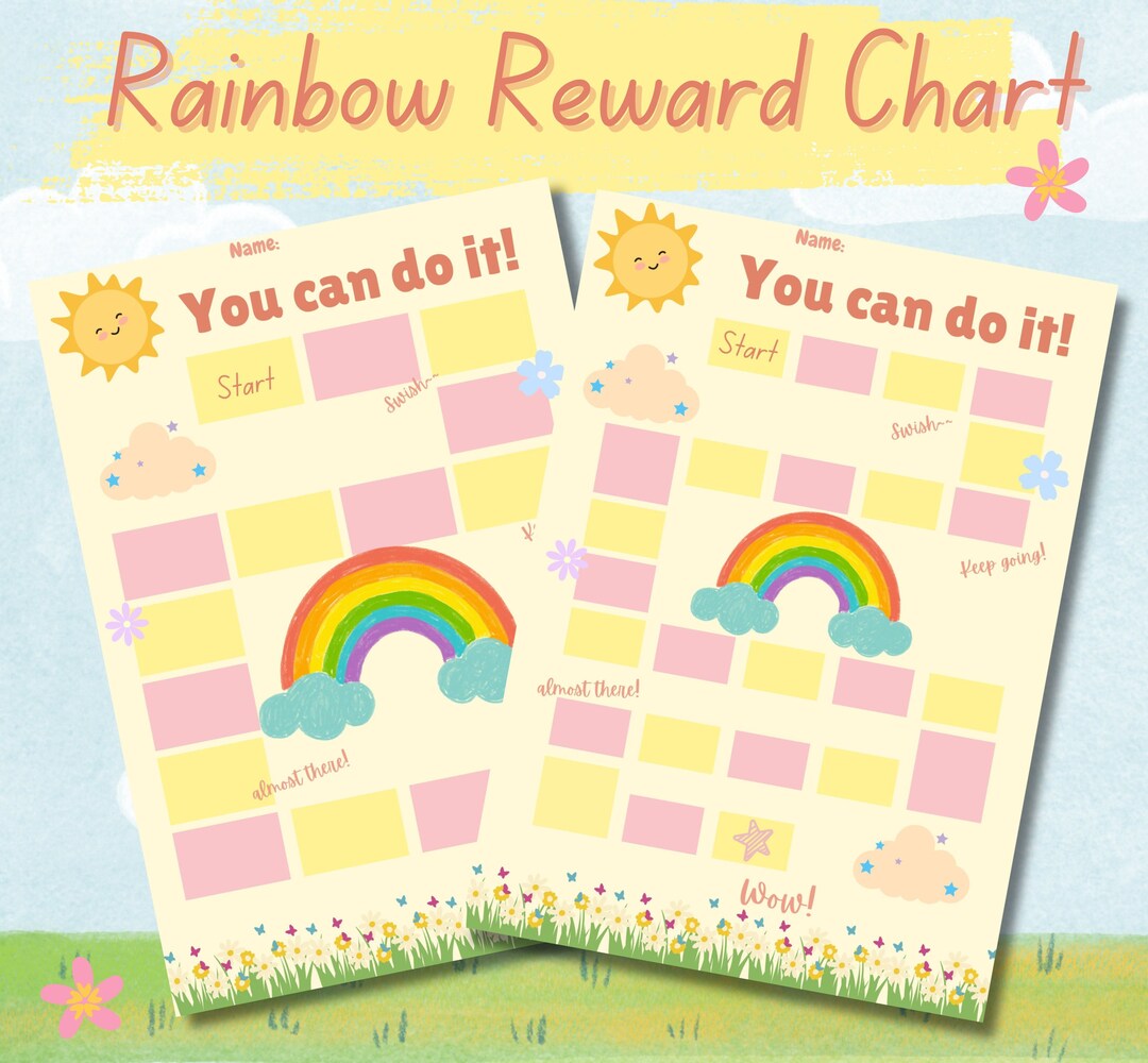 Rainbow Reward Chart for Kids and Good Behaviour Bright Summer Potty ...