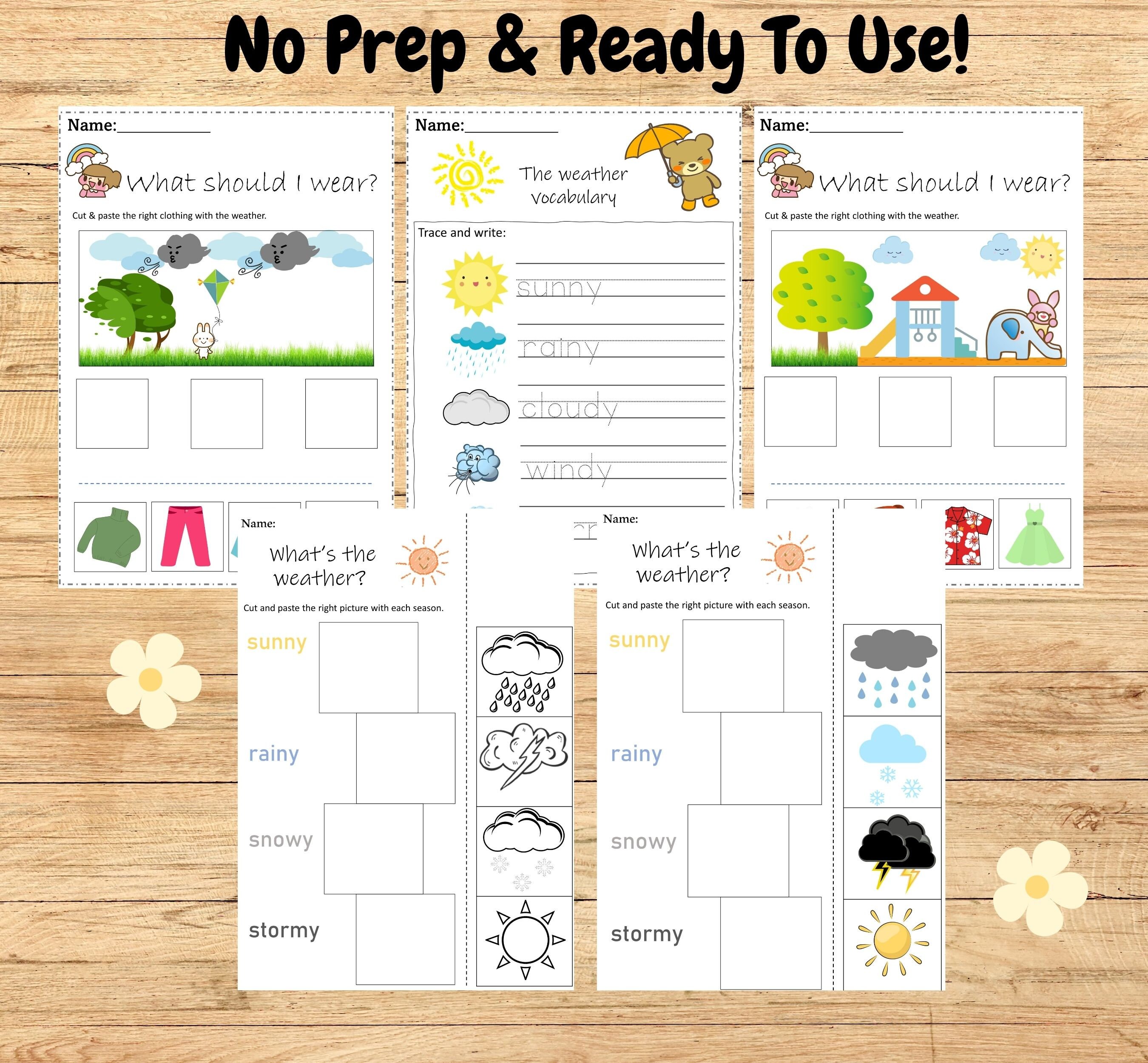 Weather Activity Worksheets Printable Weather Vocabulary Worksheets for ...