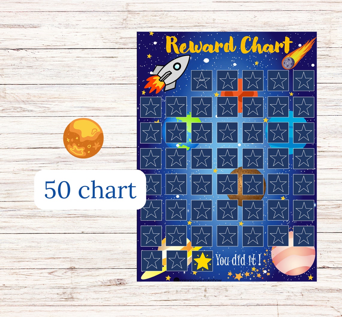 Space Themed Reward Chart L Incentive Positive Behavior Sticker Chart L ...
