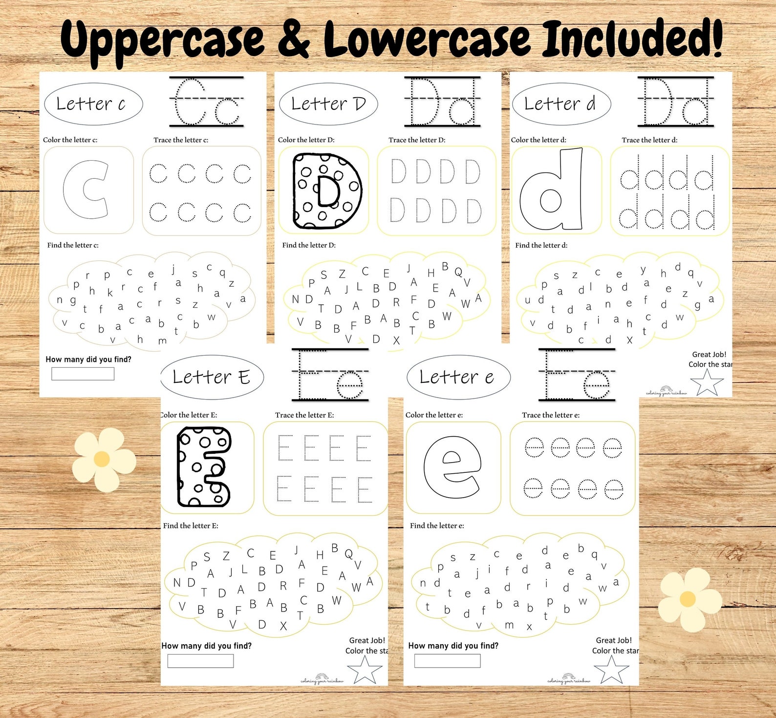 Alphabet Trace and Count Letter Recognition Activity Worksheet L ...