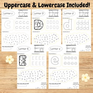 Alphabet Trace and Count Letter Recognition Activity Worksheet L ...