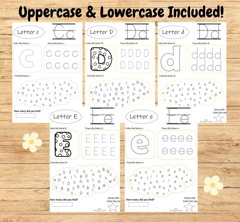 Alphabet Trace and Count Letter Recognition Activity Worksheet L ...