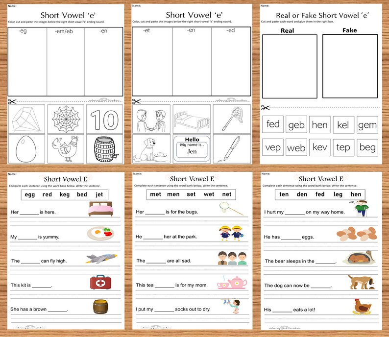 Short Vowel Worksheets for Kids CVC Review Printable L Digital Download ...