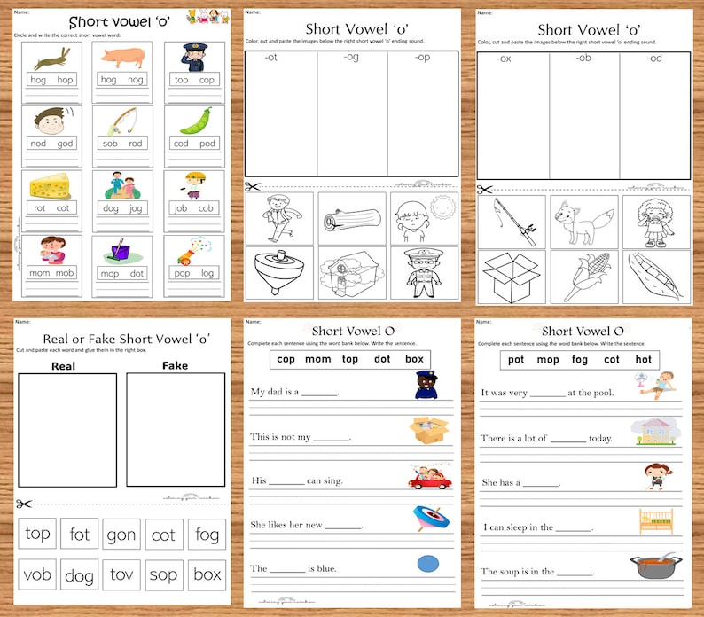 Short Vowel Worksheets for Kids CVC Review Printable L Digital Download ...