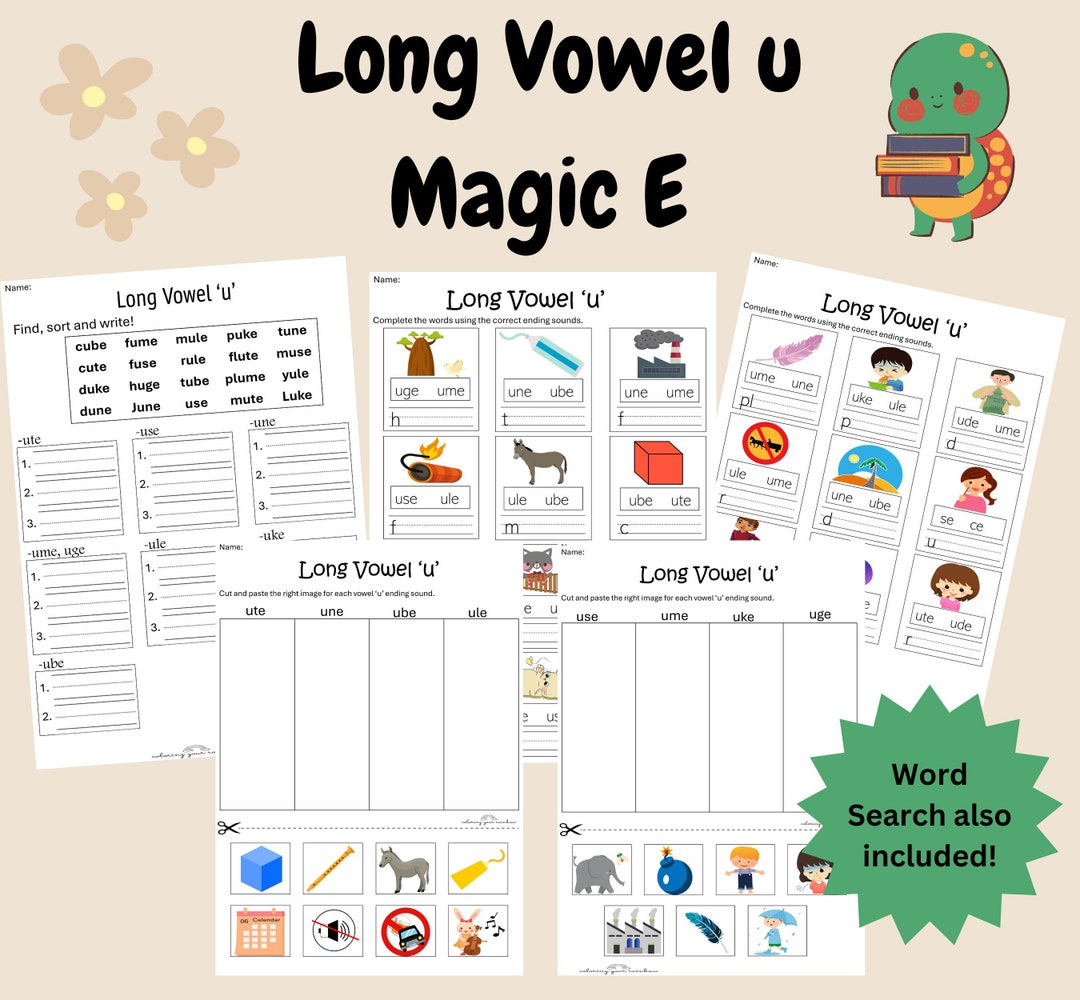 Long Vowel U Worksheets Magic E Phonics Practice Activities for First ...