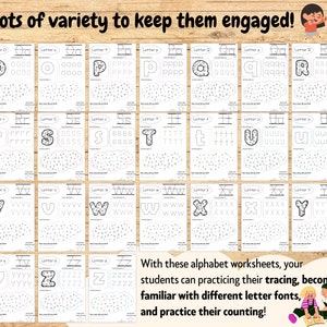 Alphabet Trace and Count Letter Recognition Activity Worksheet L ...