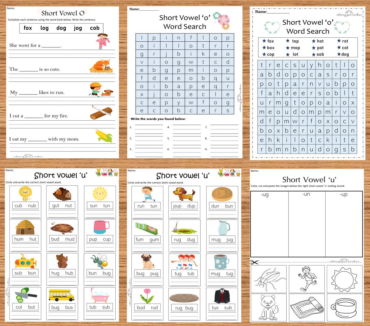 Short Vowel Worksheets for Kids CVC Review Printable L Digital Download ...