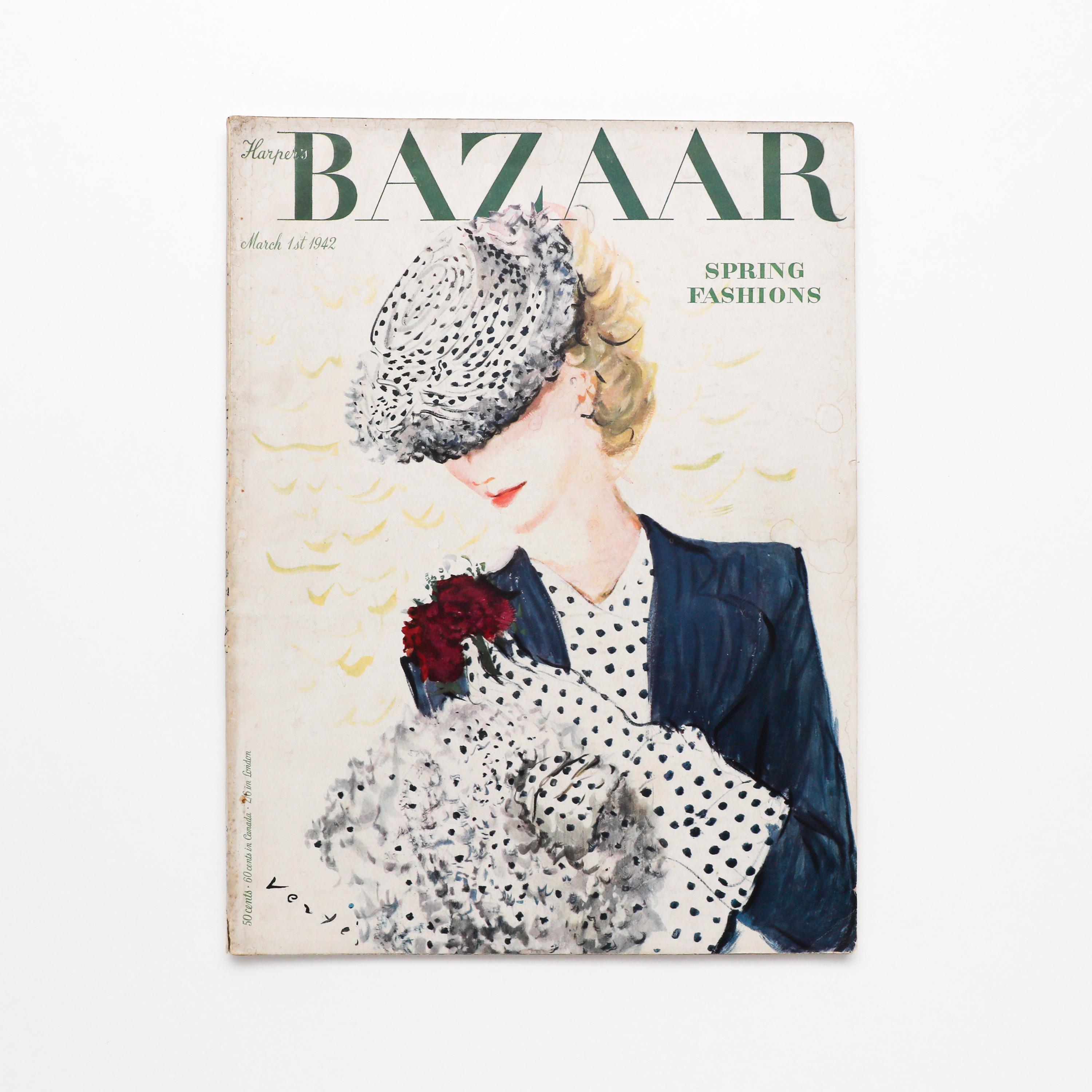 Harper's Bazaar, March 1942 - Vintage Fashion Magazine, Coffee Table Book, Table Decor, Chic ...
