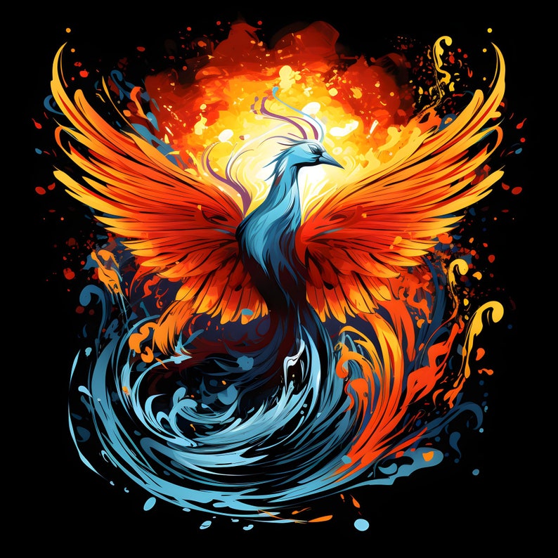 Design Elements Phoenix Bird , Background the 4 Elements: Earth, Water ...