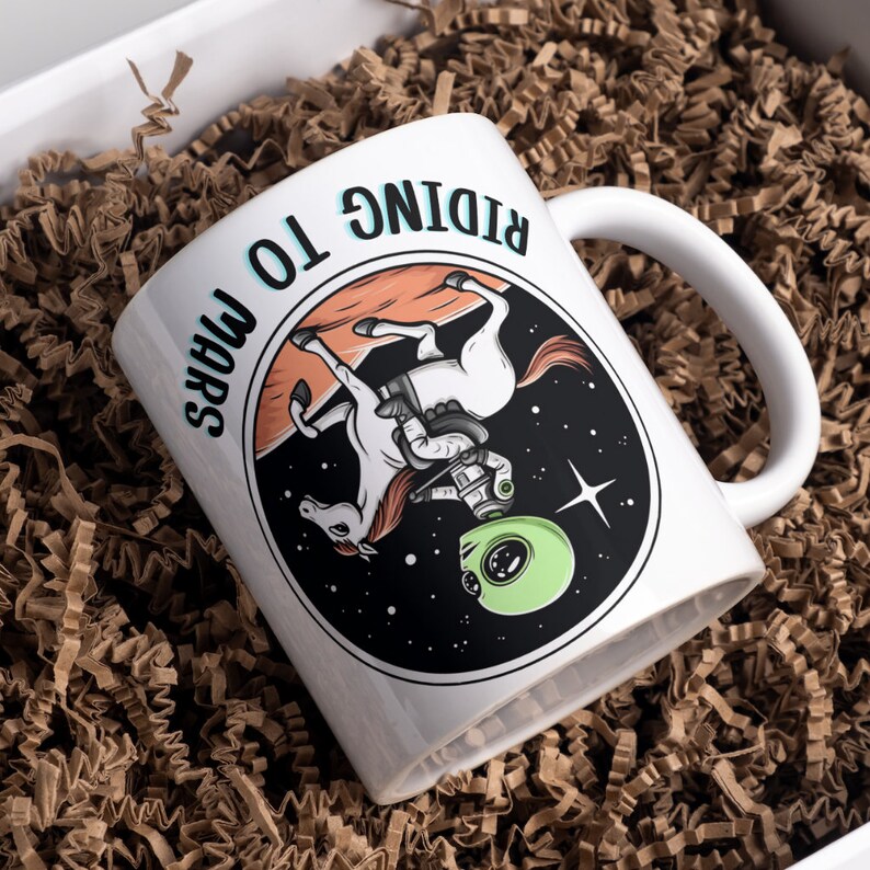 Alien Big Head Riding Horse Clip Art Cartoon Riding to Mars - Etsy