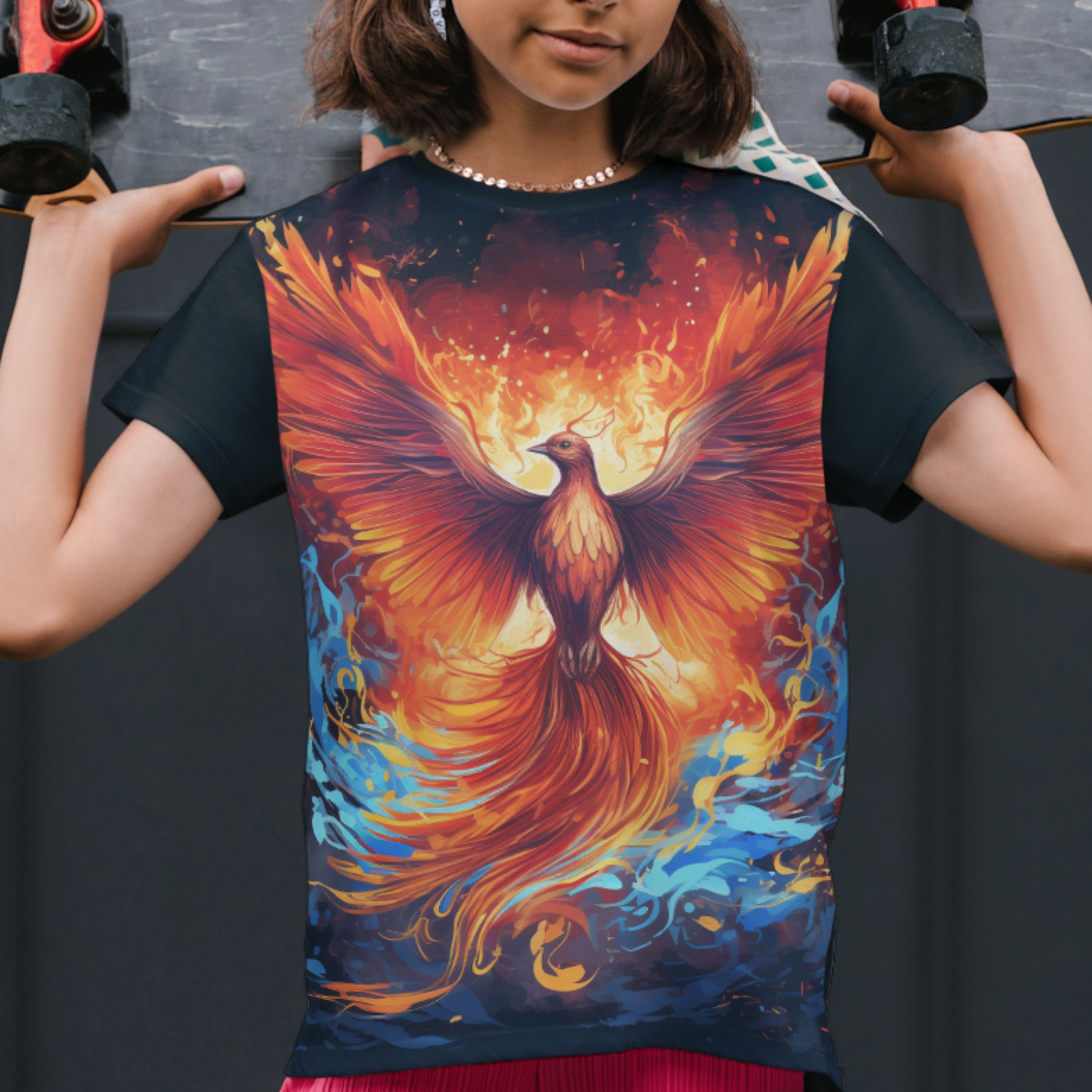 Design Elements Phoenix Bird , Background the 4 Elements: Earth, Water ...