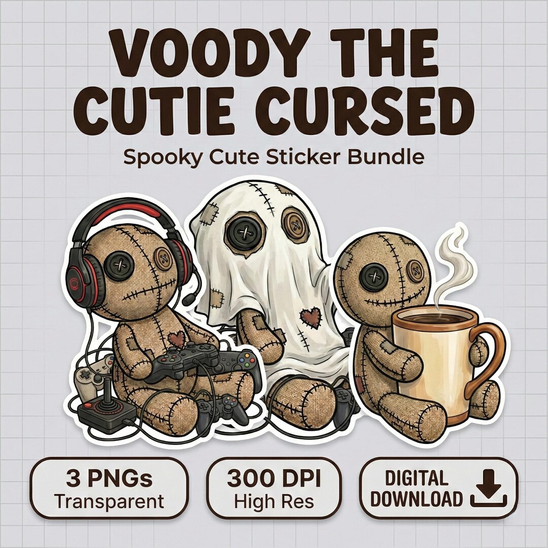 Voodoo Doll Sticker Clipart | Printable Sticker Spooky Gamer, Ghost ...