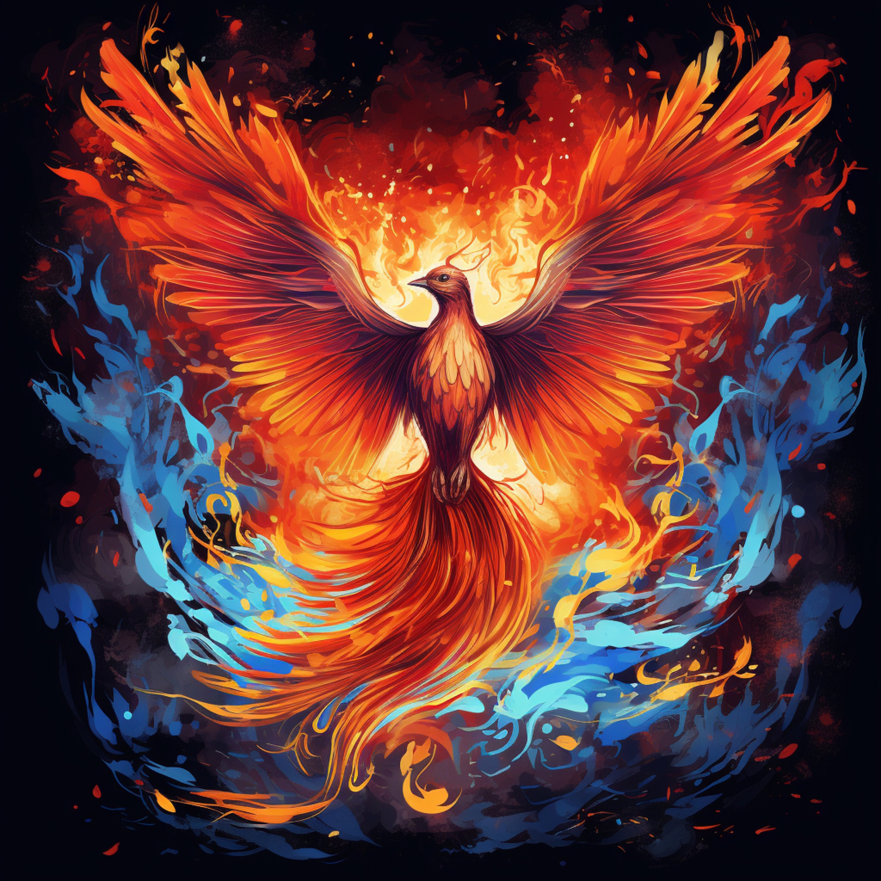 Design Elements Phoenix Bird , Background the 4 Elements: Earth, Water ...