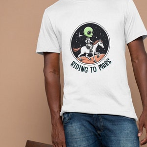 Alien Big Head Riding Horse Clip Art Cartoon Riding to Mars - Etsy