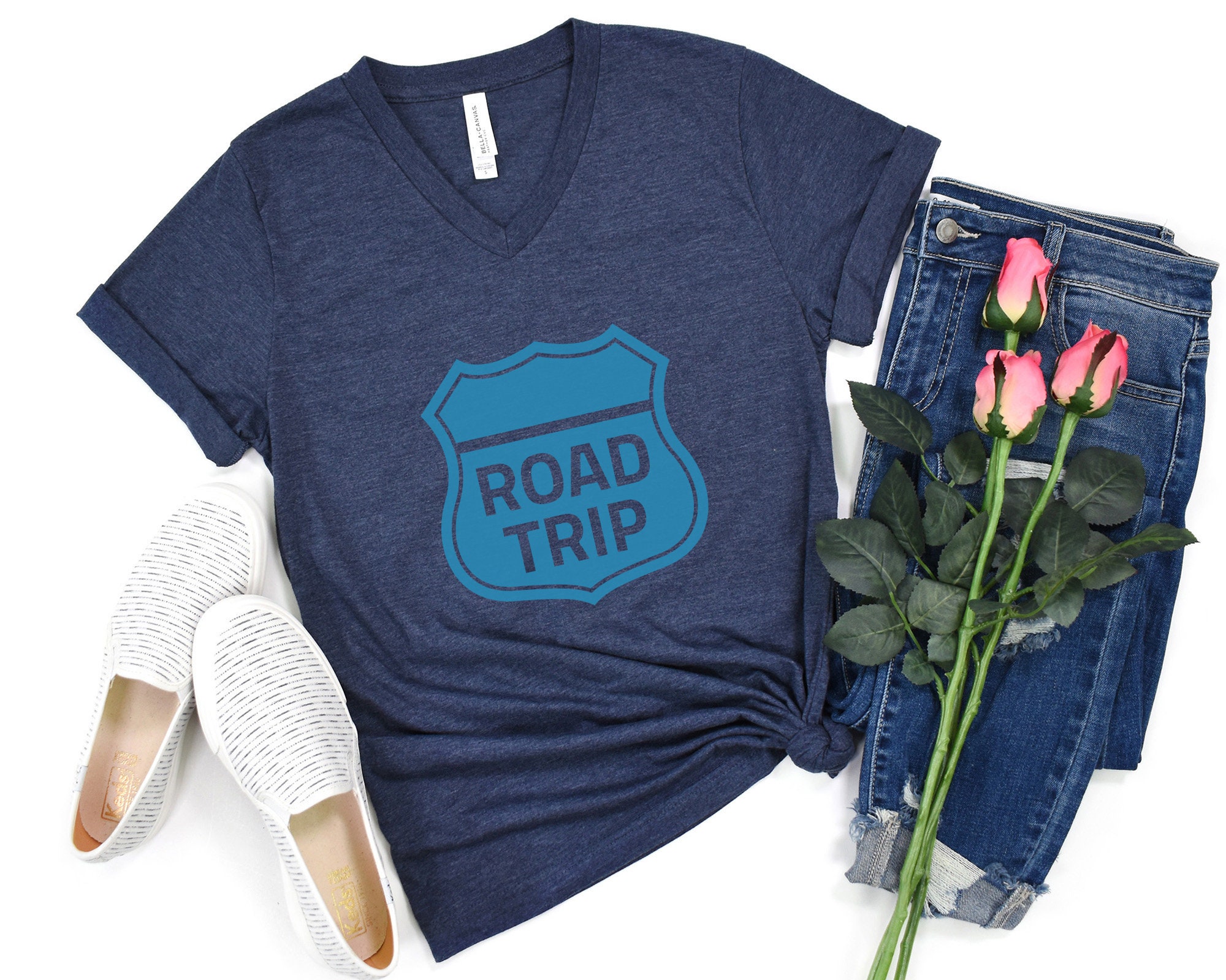 Road Trip Enthusiast Tee Highway Sign Graphic T-shirt Adventure Travel ...