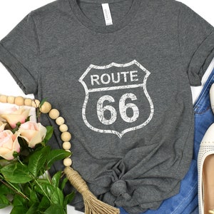 Vintage Style Iconic Route 66 Tee - Nostalgic Highway Sign Design ...