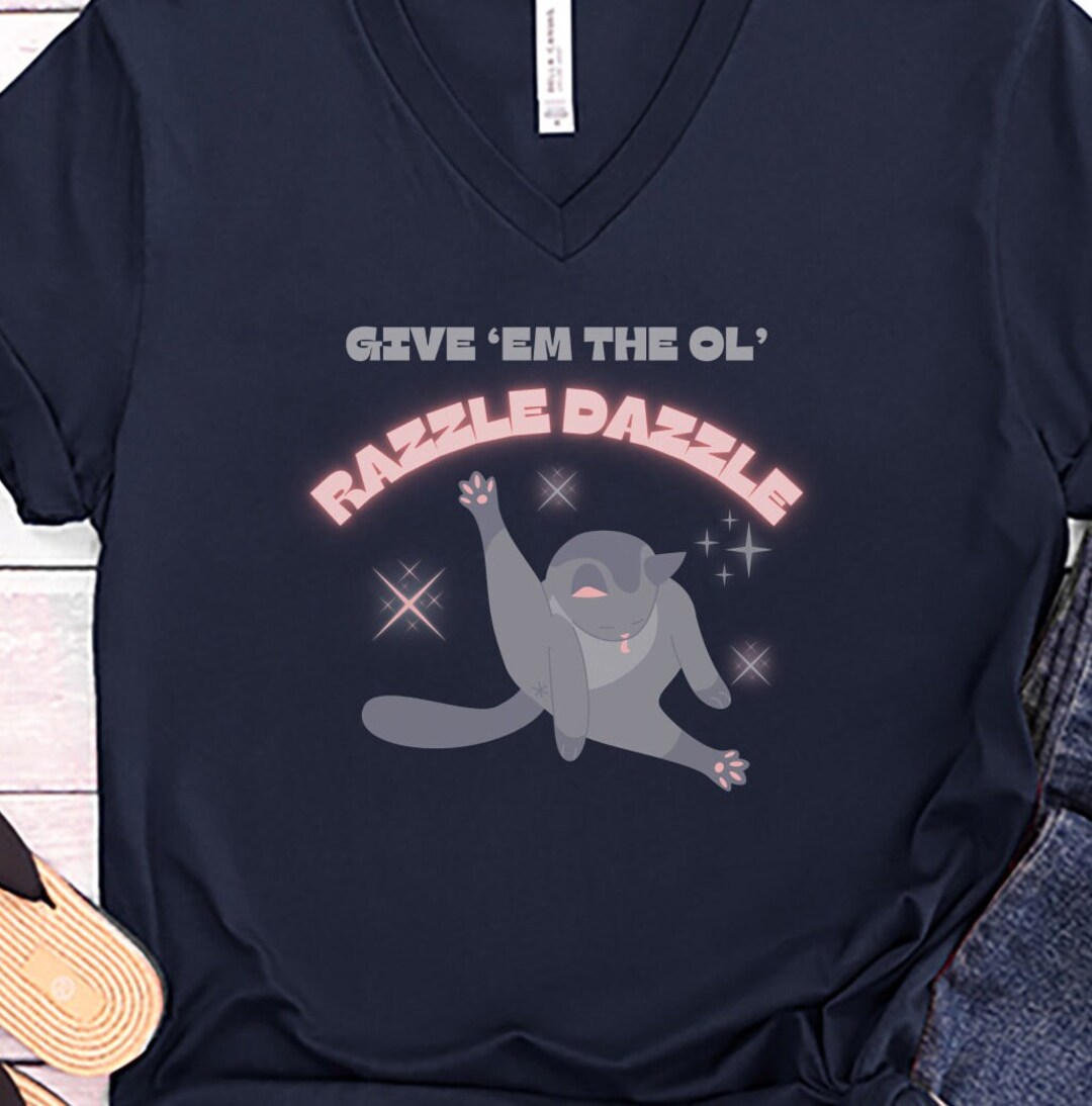 Razzle Dazzle Cat Shirt: Funny Licking Cat Graphic Tee - Etsy