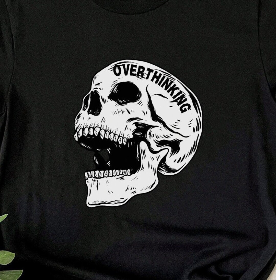 Overthinking Skull Graphic Tee, Goth Skeleton Shirt - Etsy