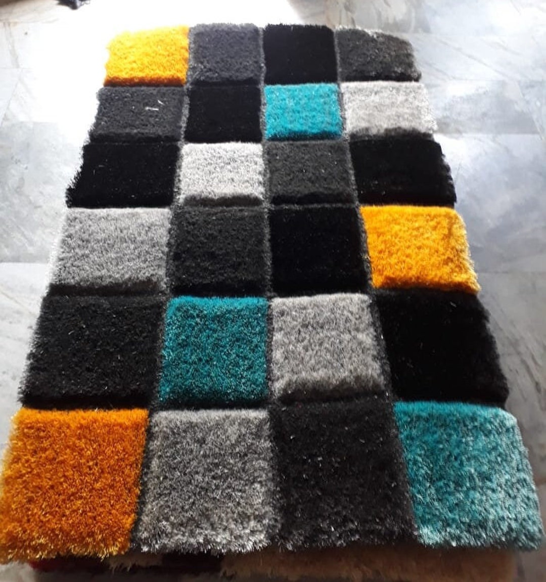 3D Shaggy Check Box Design Multicolour Variable Size - Etsy