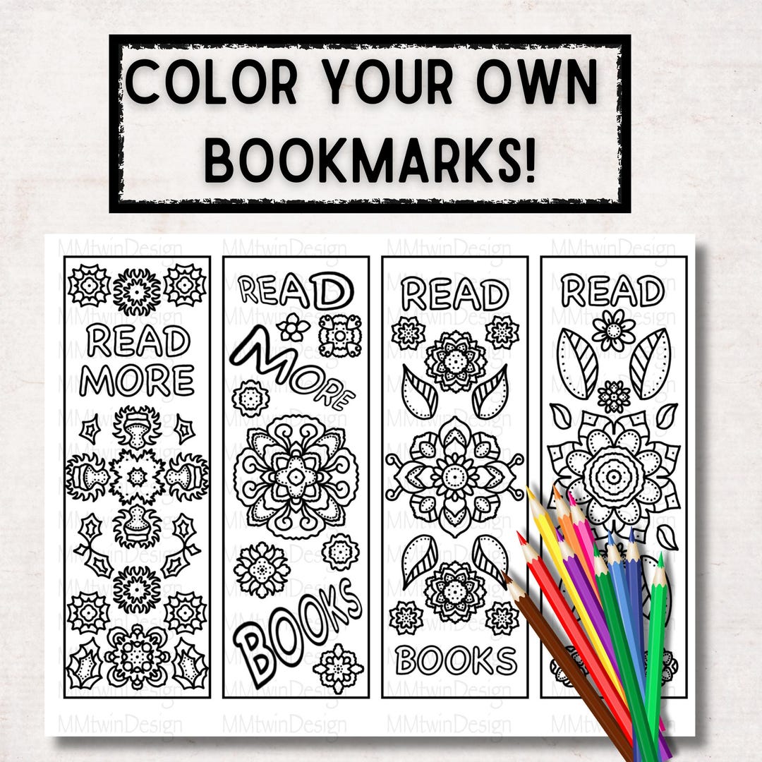 Printable Bookmarks Coloring Page Instant Download DYI Color Your Own ...