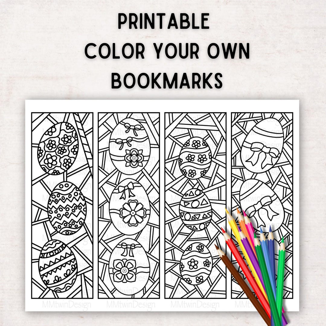 Printable Easter Egg Bookmarks Instant Download DYI Color Your Own ...