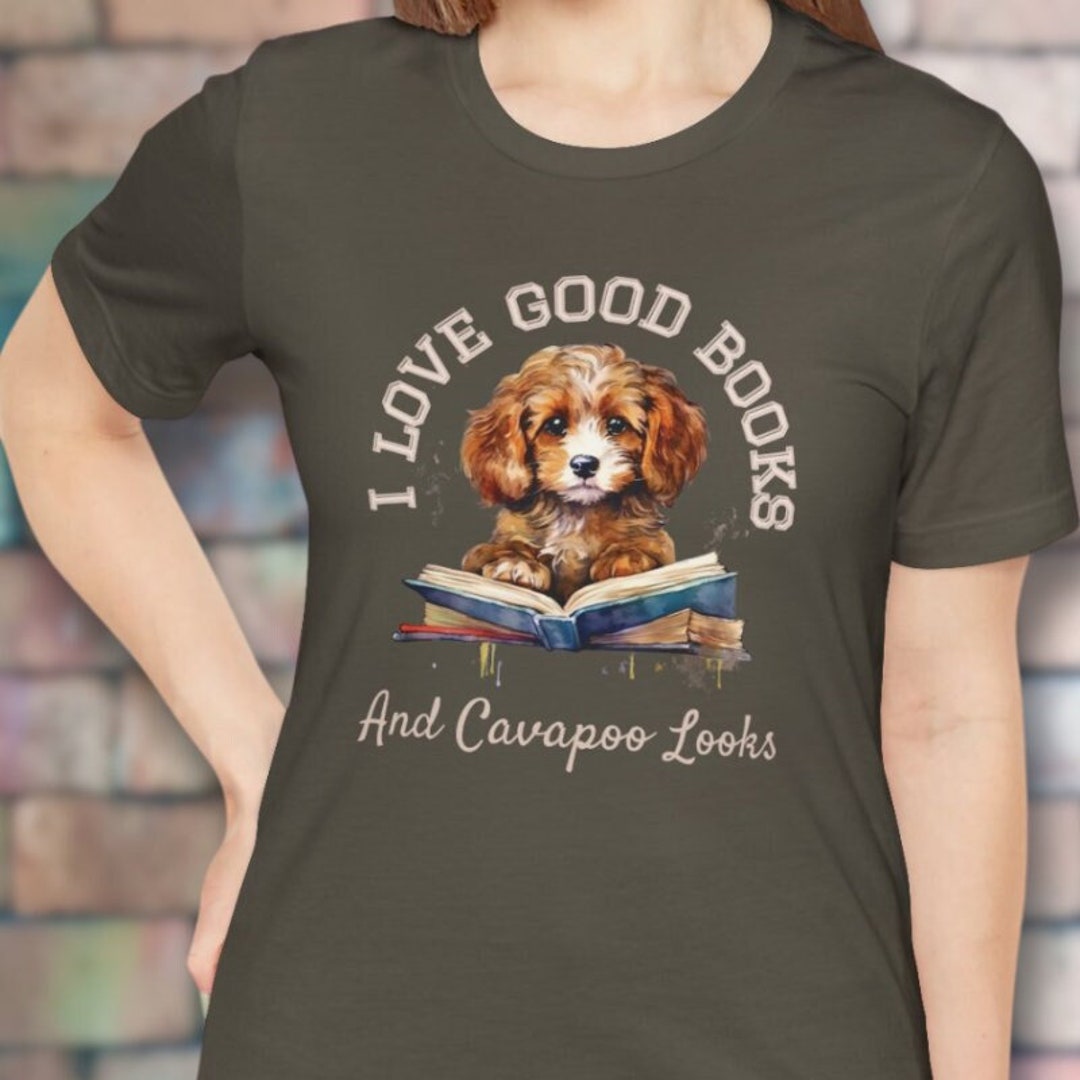 Cavapoo Puppy Reading T-shirt for Dog Lover Gift for Teacher and Book ...