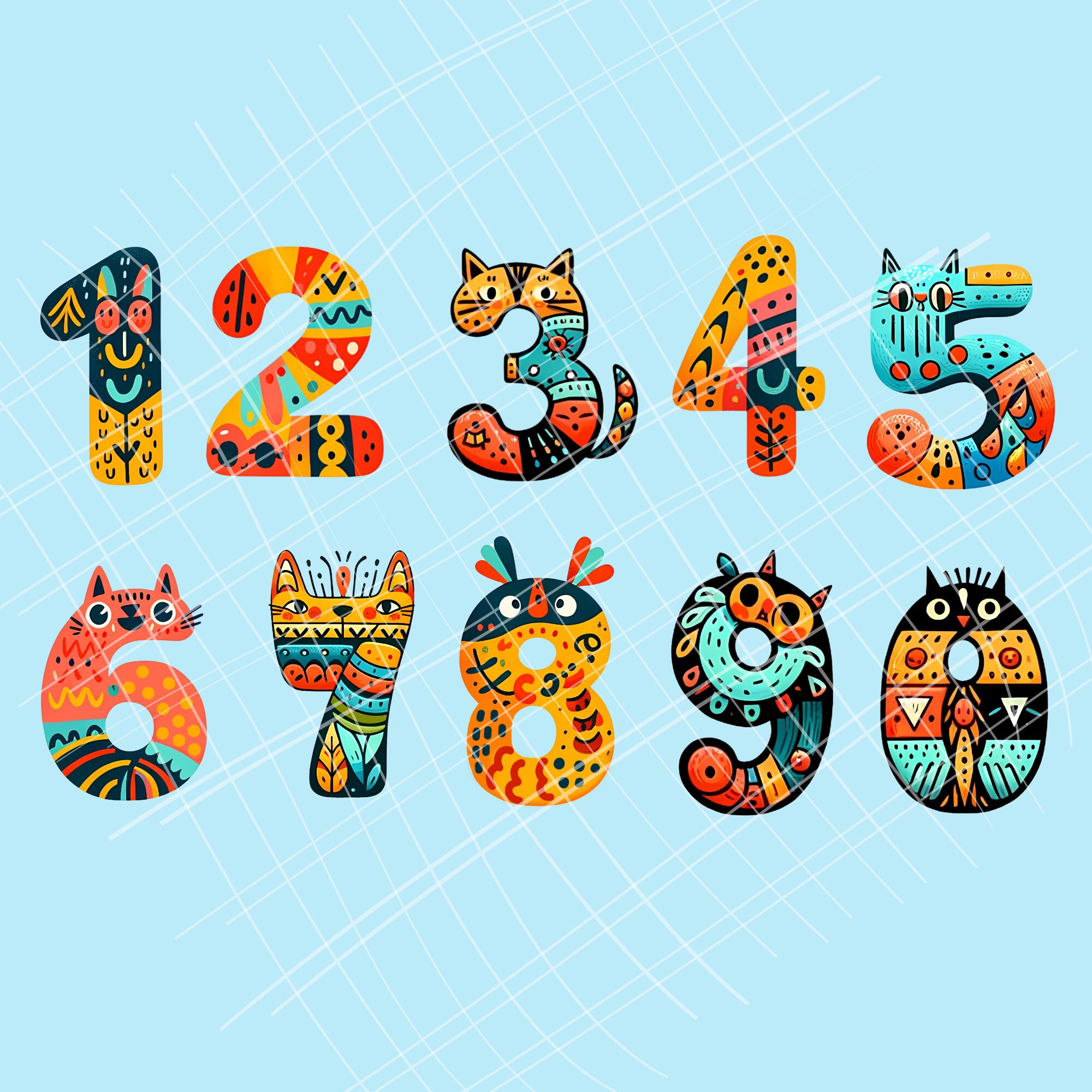 Alphabet & Number Whimsical Animal Clipart, Vibrant PNG Letters for ...