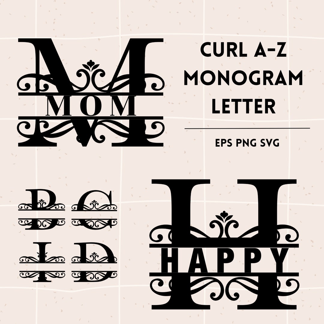 Curl A-Z Monogram Svg Letter Split 26 Alphabet for Cut File - Etsy