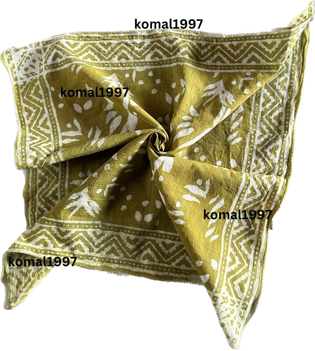 Block Print Bandanas Bohemian Style Cotton Neck Scarf, Boho Soft Cotton ...