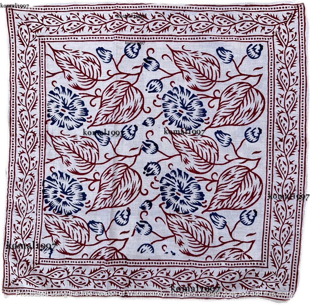 Block Print Bandana Neck Scarf, Boho Soft Cotton Bandana, Women Bandana ...