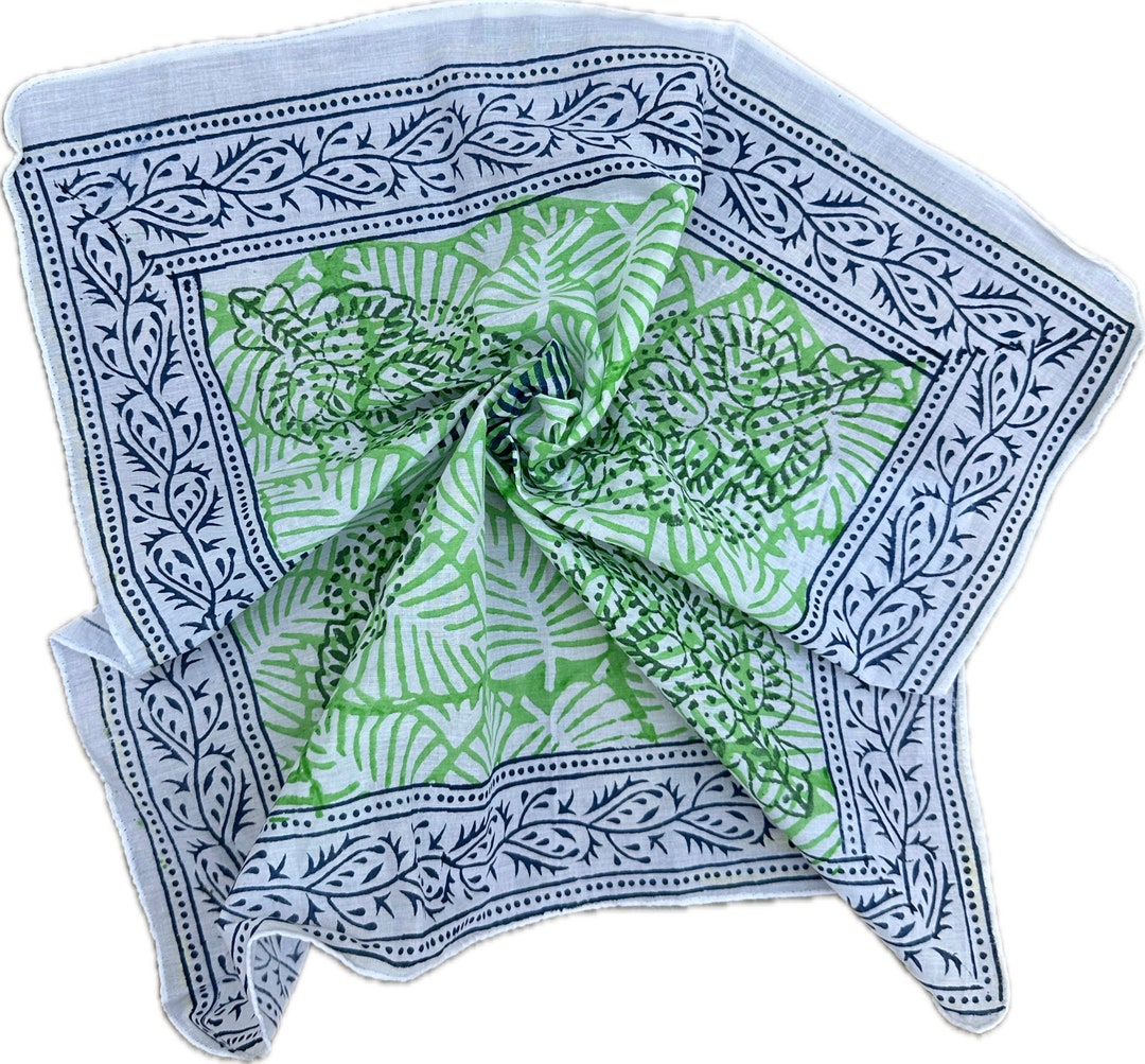Hand Block Print Bandana Natural Organic Print Bandana Scarf, Paisley ...