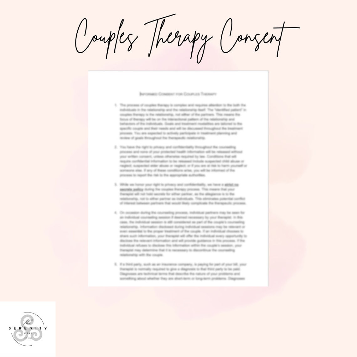 Couples Therapy Consent Form Template - Etsy