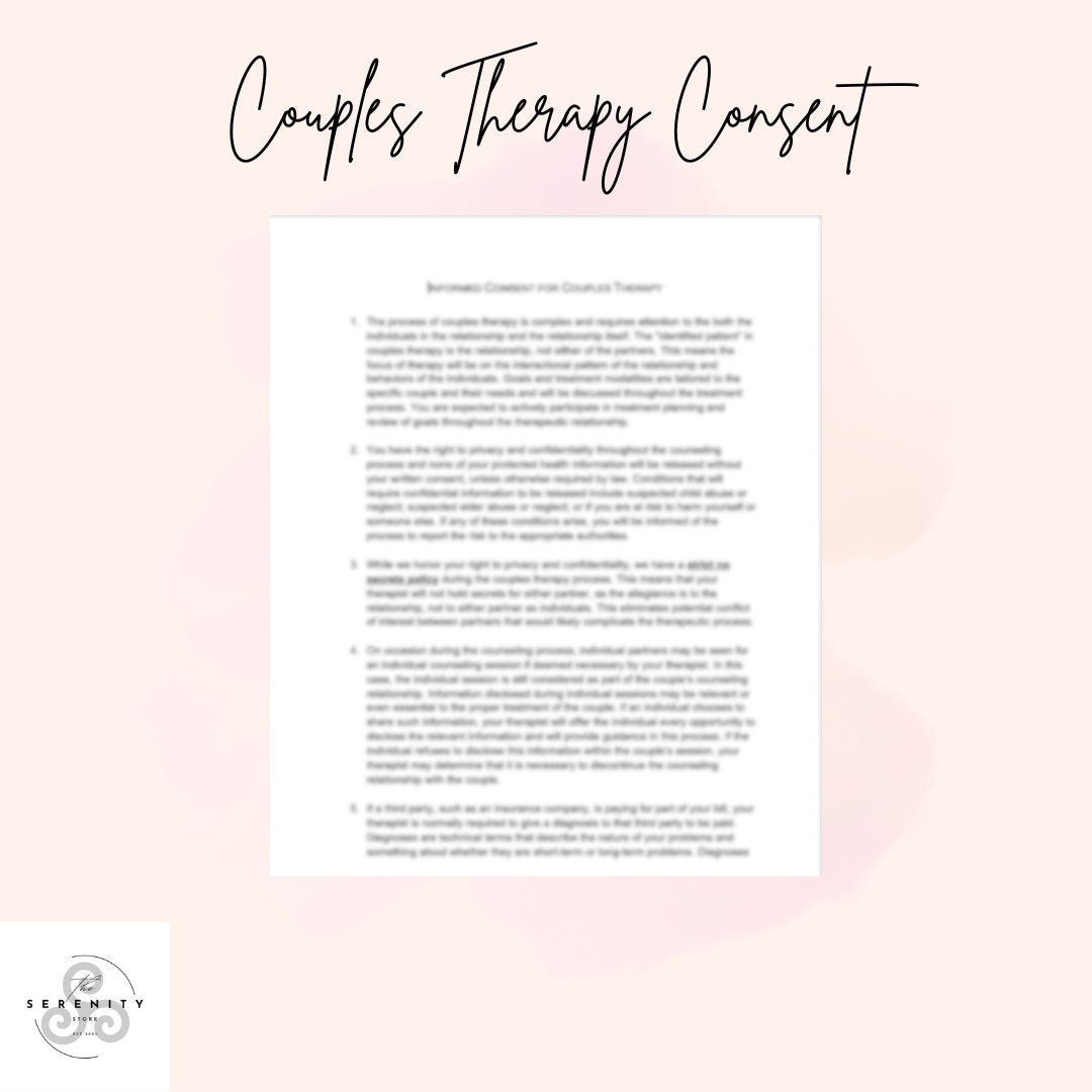 Couples Therapy Consent Form Template - Etsy