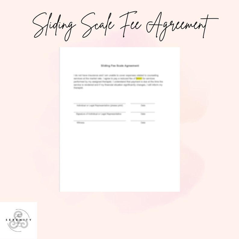 Sliding Scale Agreement Form Template - Etsy