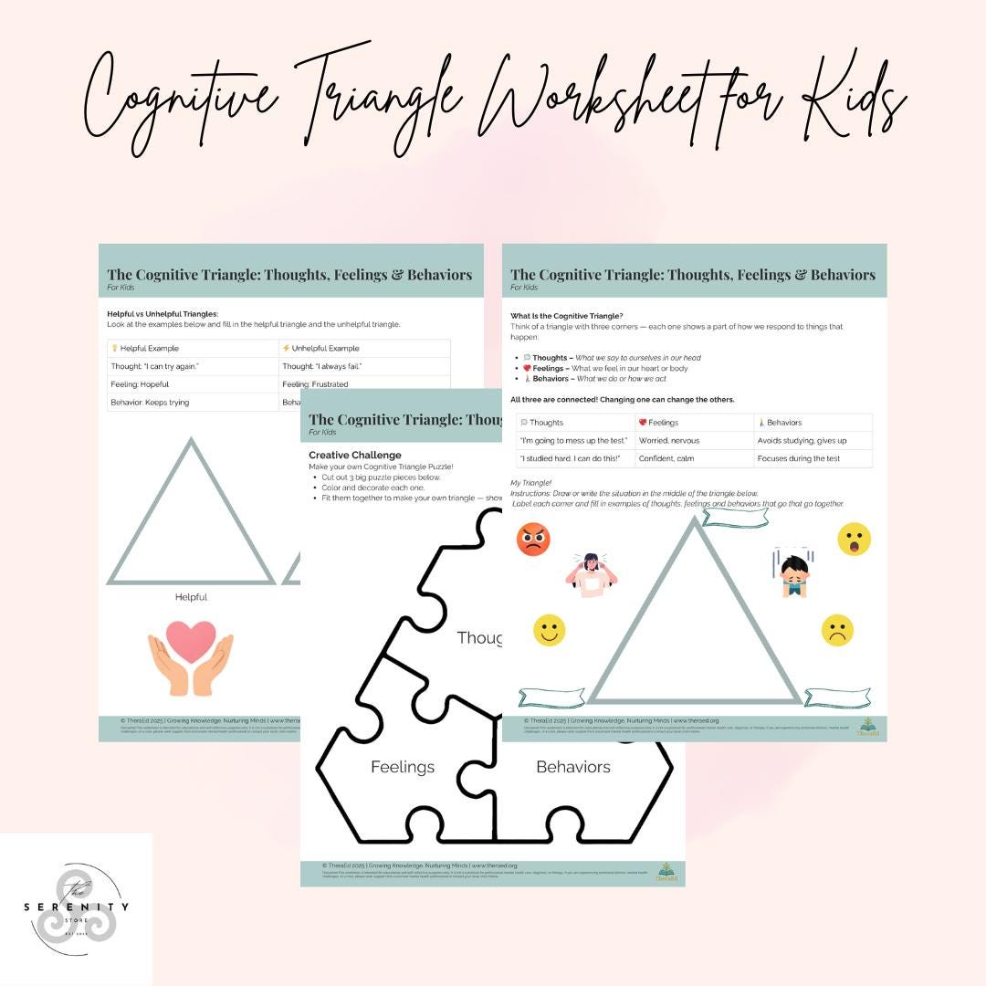 Cognitive Triangle Worksheet for Kids - Etsy