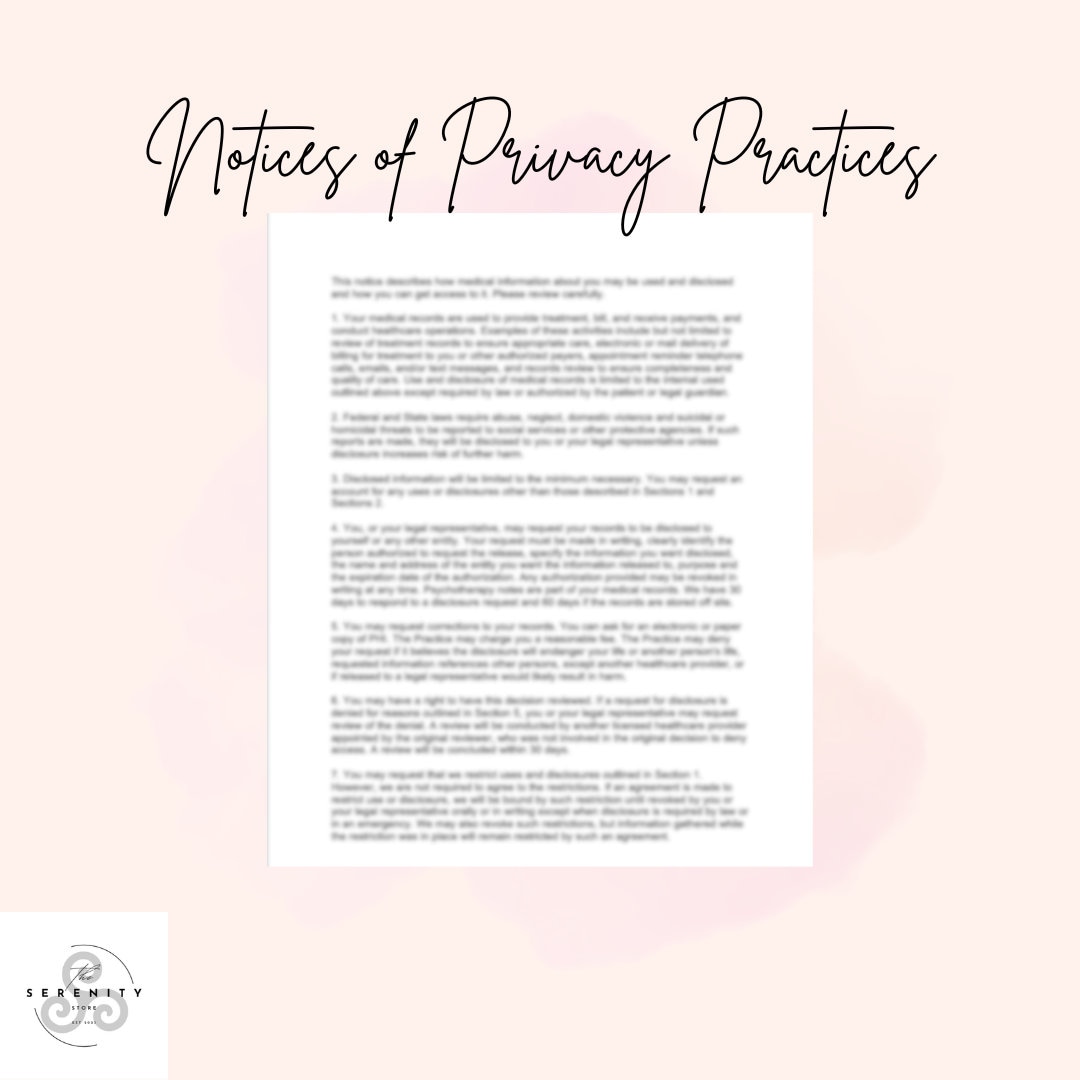 Notice of Privacy Practices Form Template - Etsy