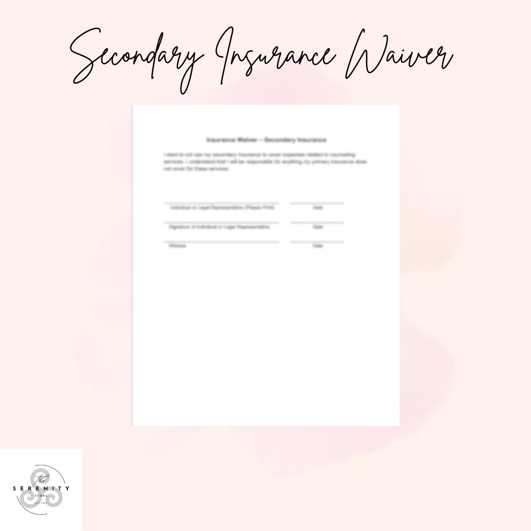 Secondary Insurance Waiver Form Template - Etsy