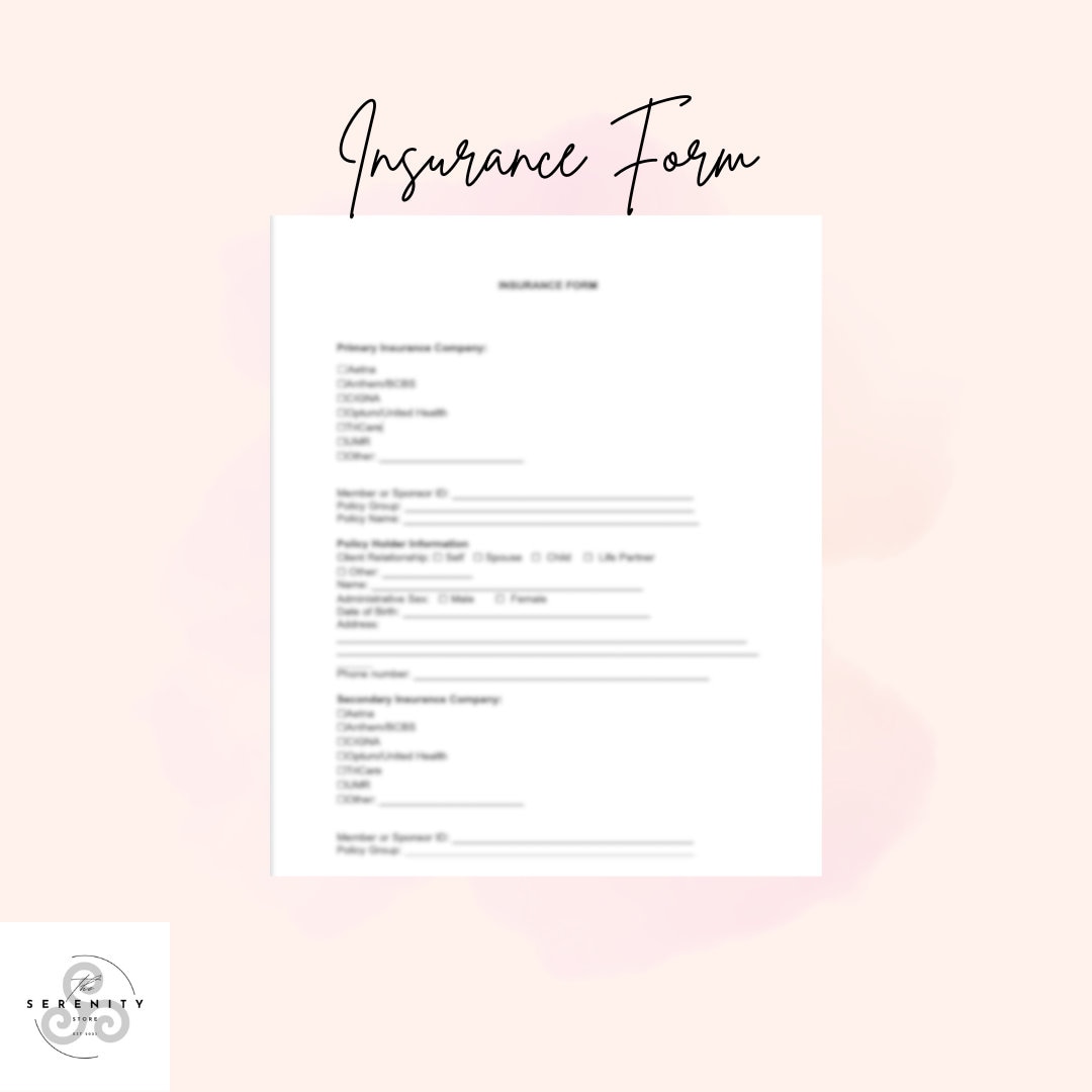 Insurance Form Template - Etsy
