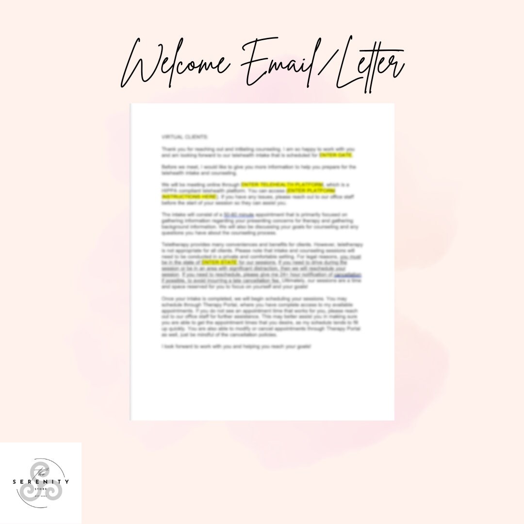 Welcome to Therapy Email/letter Template - Etsy