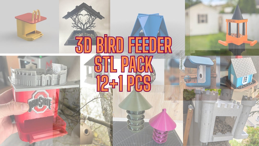 3D Bird Feeder Stl Pack,digital Download,3d Printed,10 Pcs Stl File ...