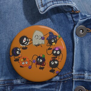 Orange Halloween Sprite Pin, Studio Ghibli Inspired Magical Forest ...