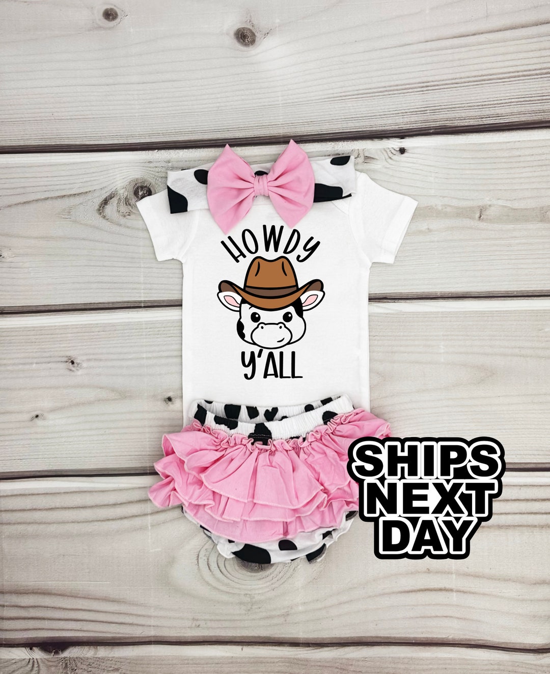 Baby Girl Cow Outfit , Baby Girl Pink Cow Outfit , Howdy Y'all Bodysuit ...