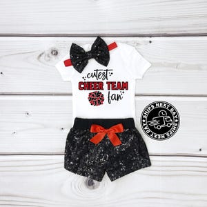 Baby Girl Cutest Cheer Outfit , Game Day Outfit , Red and Black Baby ...