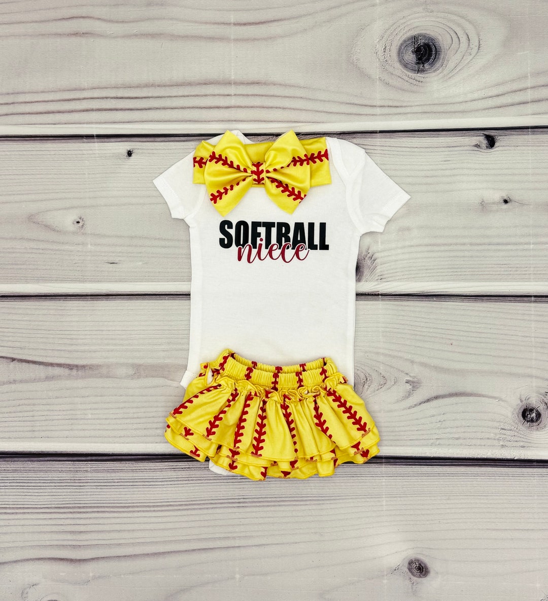 Baby Girl Softball Niece Outfit, Softball Game Day Outfit, Baby Girl ...