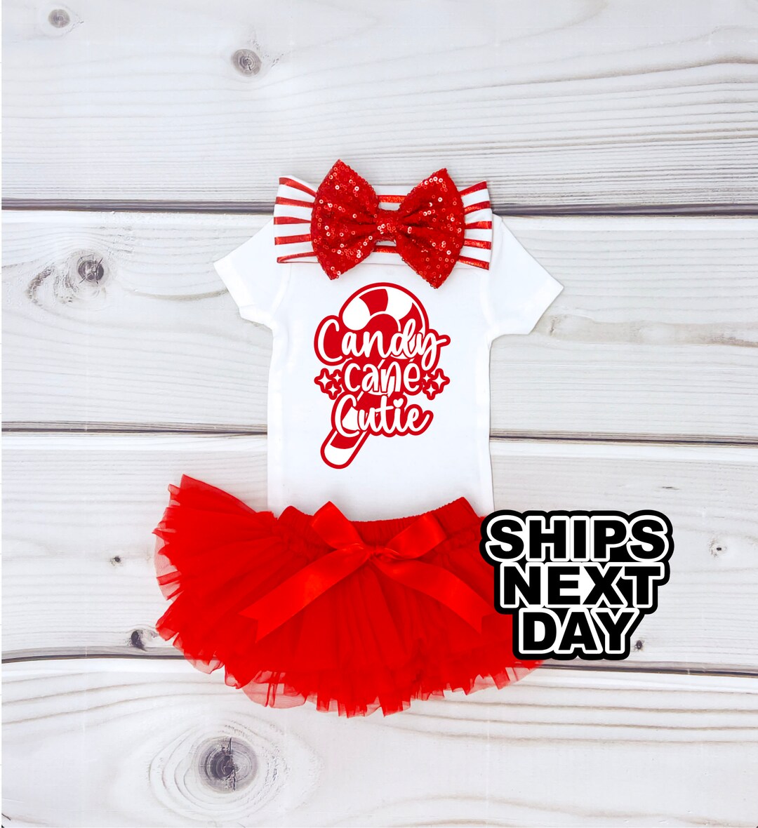 Christmas Outfit Baby Girl , Candy Cane Cutie, My First Christmas ...