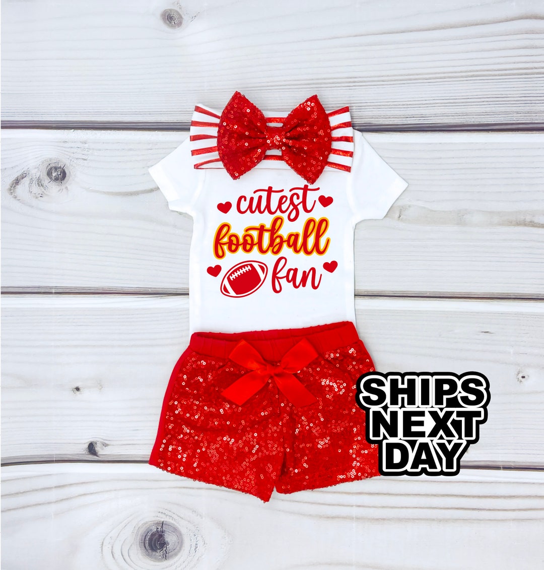 Baby Girl Football Game Day Outfit , Red and Gold Baby Girl Cutest ...
