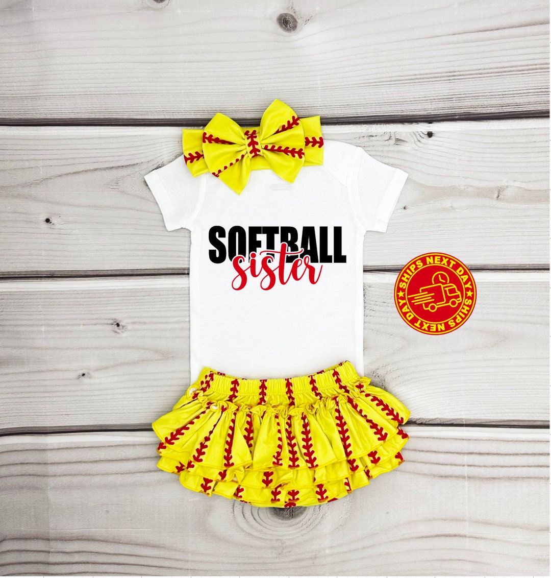 Baby Girl Softball Sister Outfit, Softball Game Day Outfit, Baby Girl ...